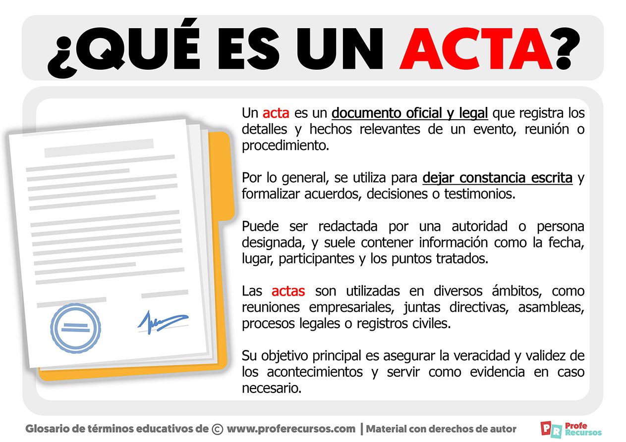 ¿Qué significa tener un acta?